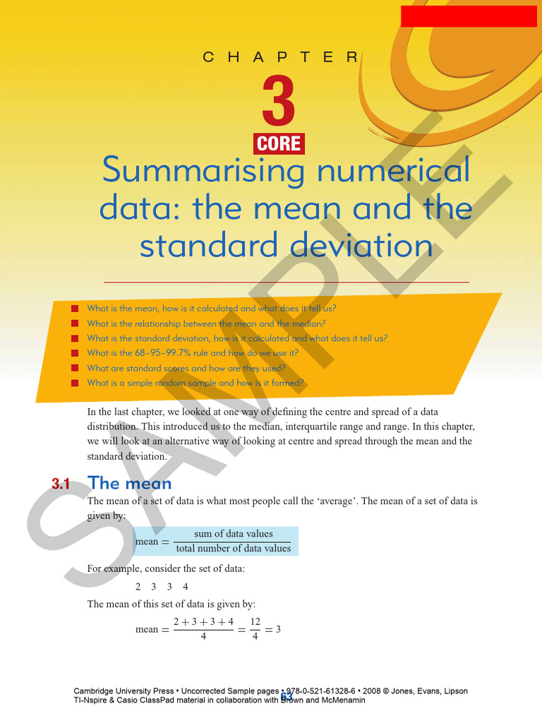 Core 3 | PDF | Mean | Standard Deviation