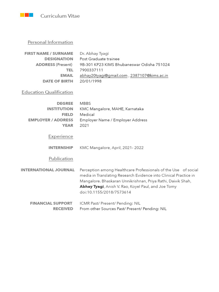 CV - Dr Abhay Tyagi | PDF