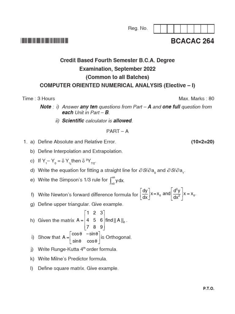 BCACAC 264 | PDF | Linear Algebra | Numerical Analysis