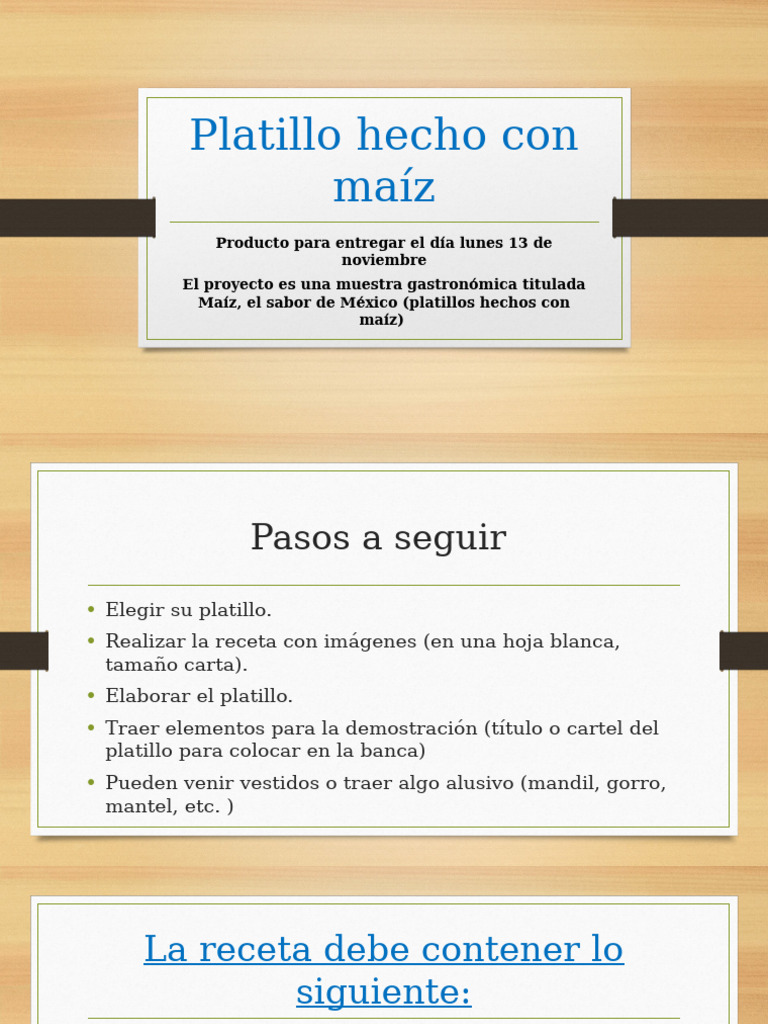Platillo hecho con maíz | PDF