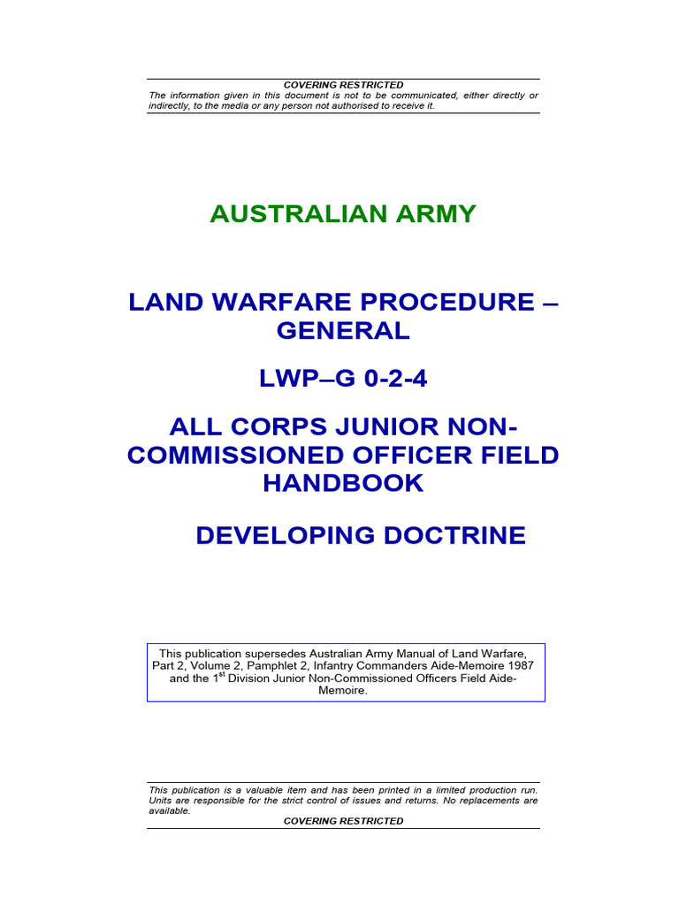 Junior NCO Field Handbook 2001 | PDF | Brigade | Regiment