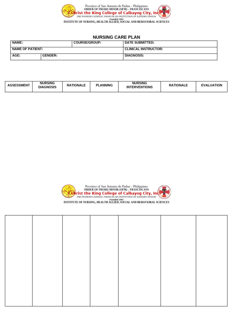 Nursing Care Plan Template Guide | PDF