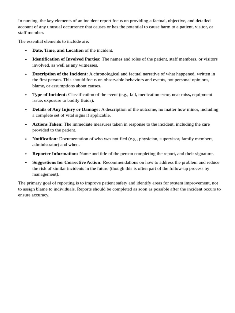 Key Elements of Incident Report | PDF