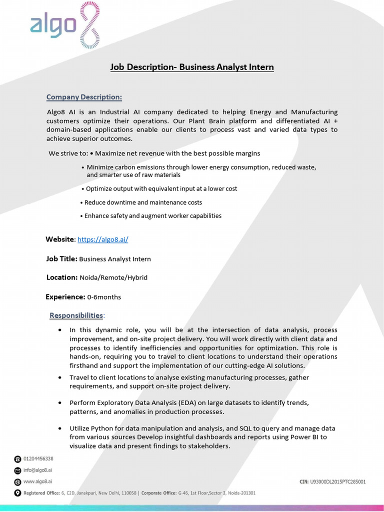 JD_Business Analyst Intern | PDF | Artificial Intelligence ...
