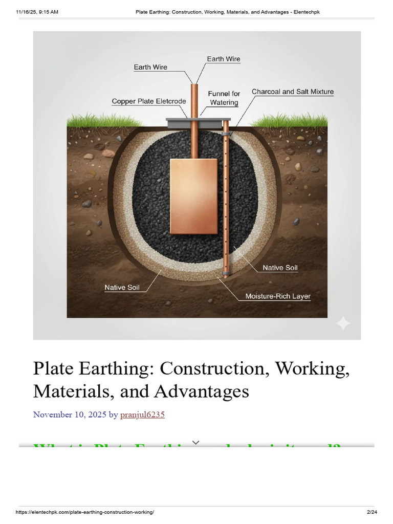 Understanding Plate Earthing Methods | PDF | Electrical Resistivity And ...