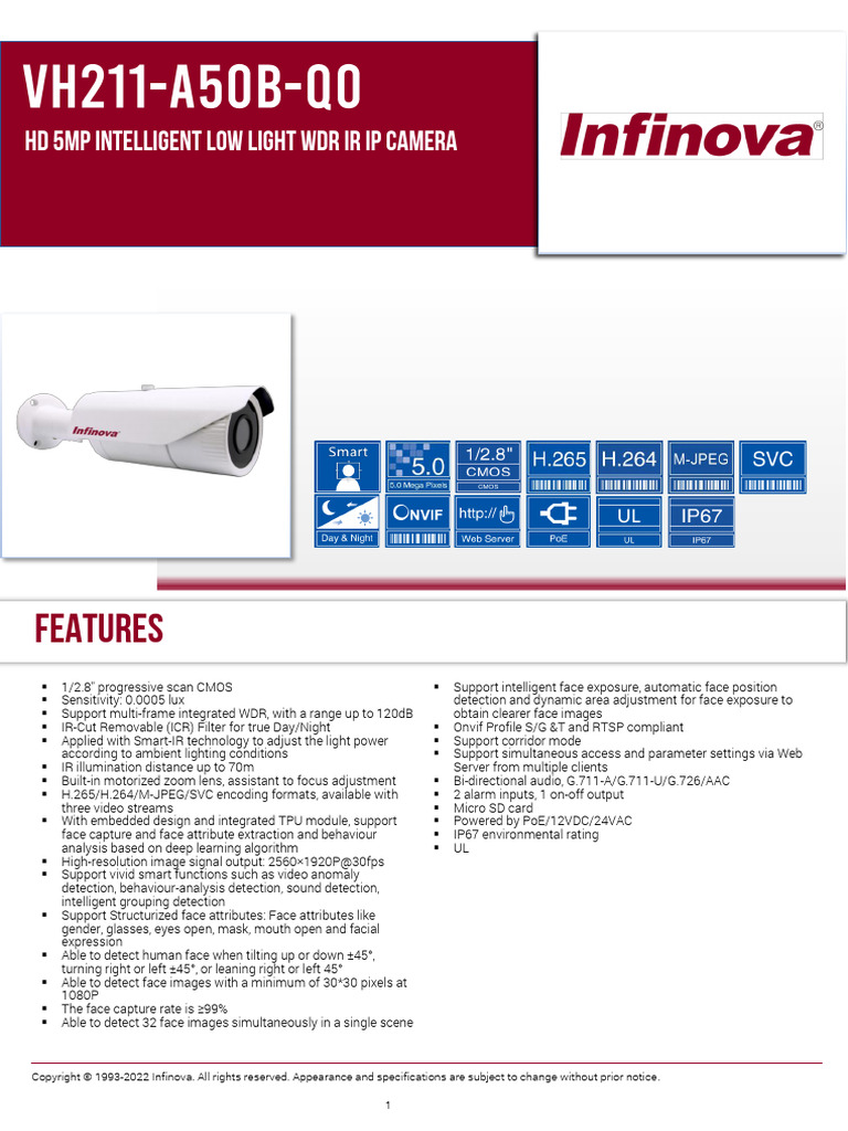 5MP Low Light WDR IR IP Camera | PDF | Camera | Camera Lens