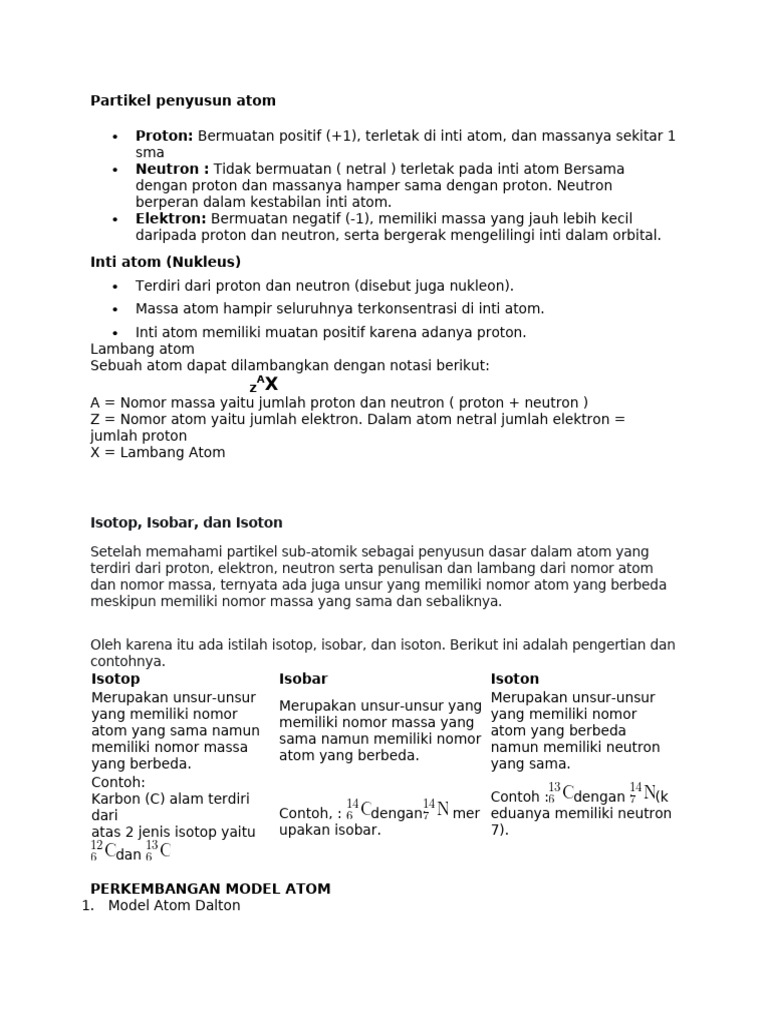 Materi Struktur Atom Dan Konfigurasi Elektron | PDF