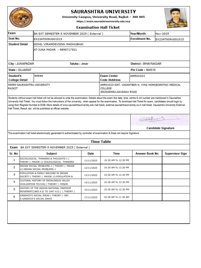 Hall Ticket | PDF