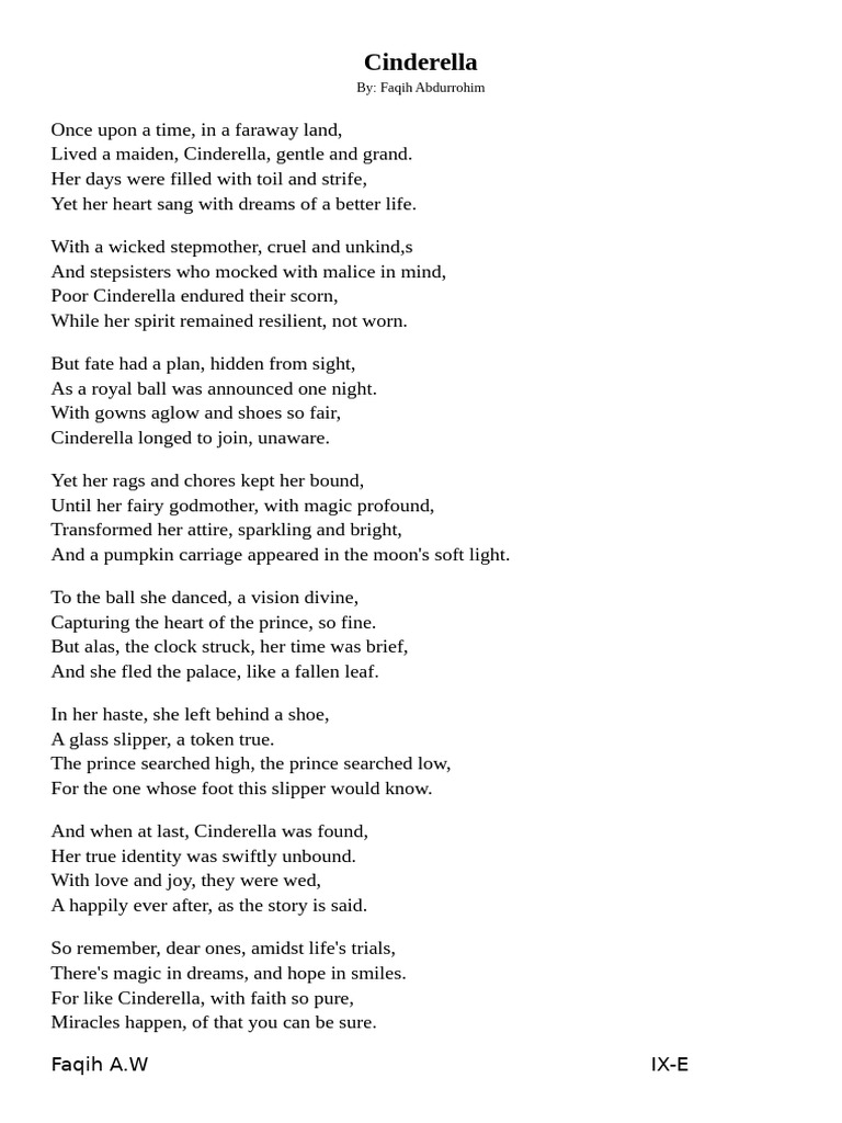 Cinderella: A Poetic Retelling | PDF