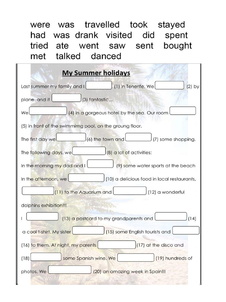 Summer Holidays 2nd Level Adultos PAST SIMPLE | PDF
