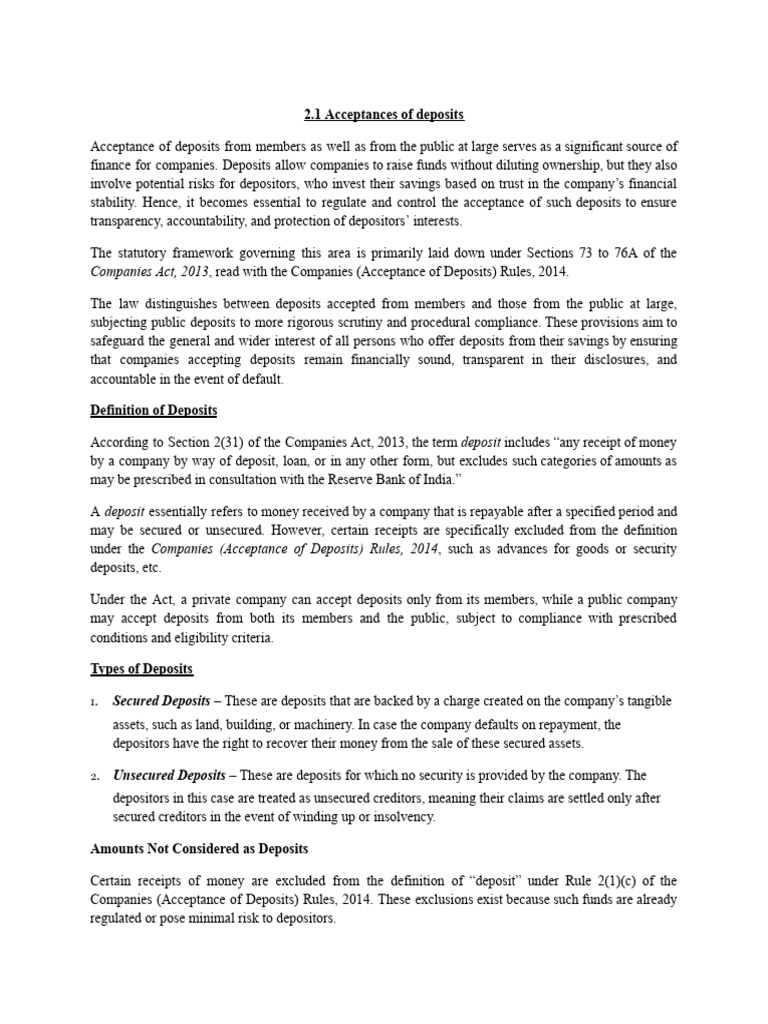 Understanding Company Deposits Regulations | PDF | Deposit Account | Banks