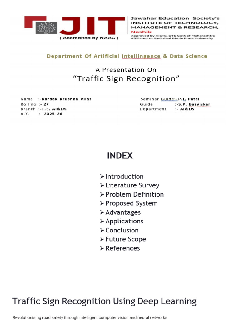Traffic Sign Recognition Using Deep Learning 2 | PDF | Deep Learning ...