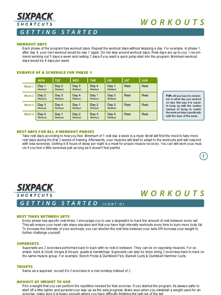 Sixpackshortcuts Workouts2 | PDF | Physical Exercise | Aerobic Exercise