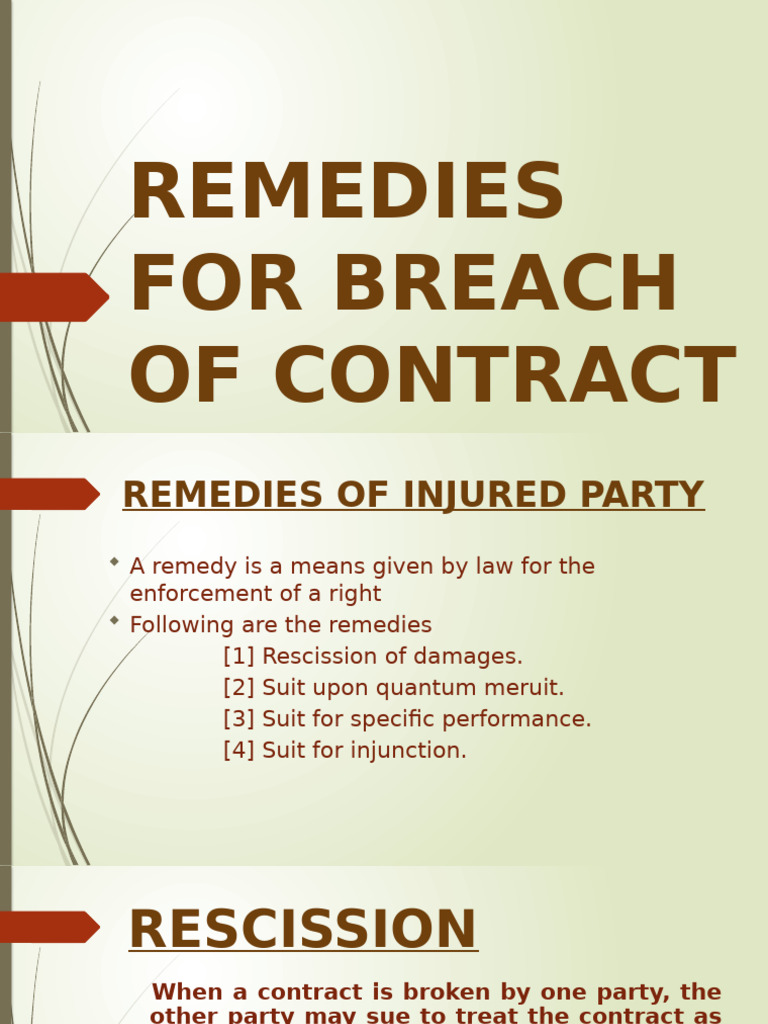 Remedies | PDF | Legal Remedy | Damages
