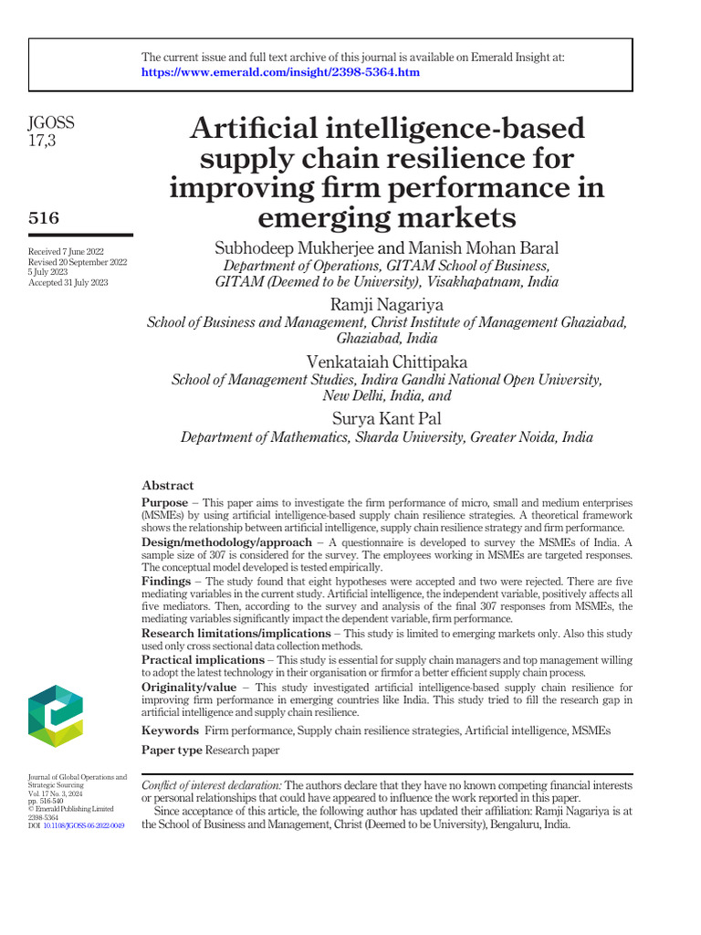 10 1108 - Jgoss 06 2022 0049 | PDF | Supply Chain | Survey Methodology