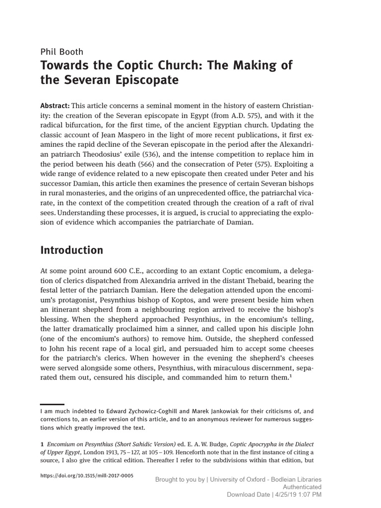 (Millennium) Towards The Coptic Church The Making of The Severan ...