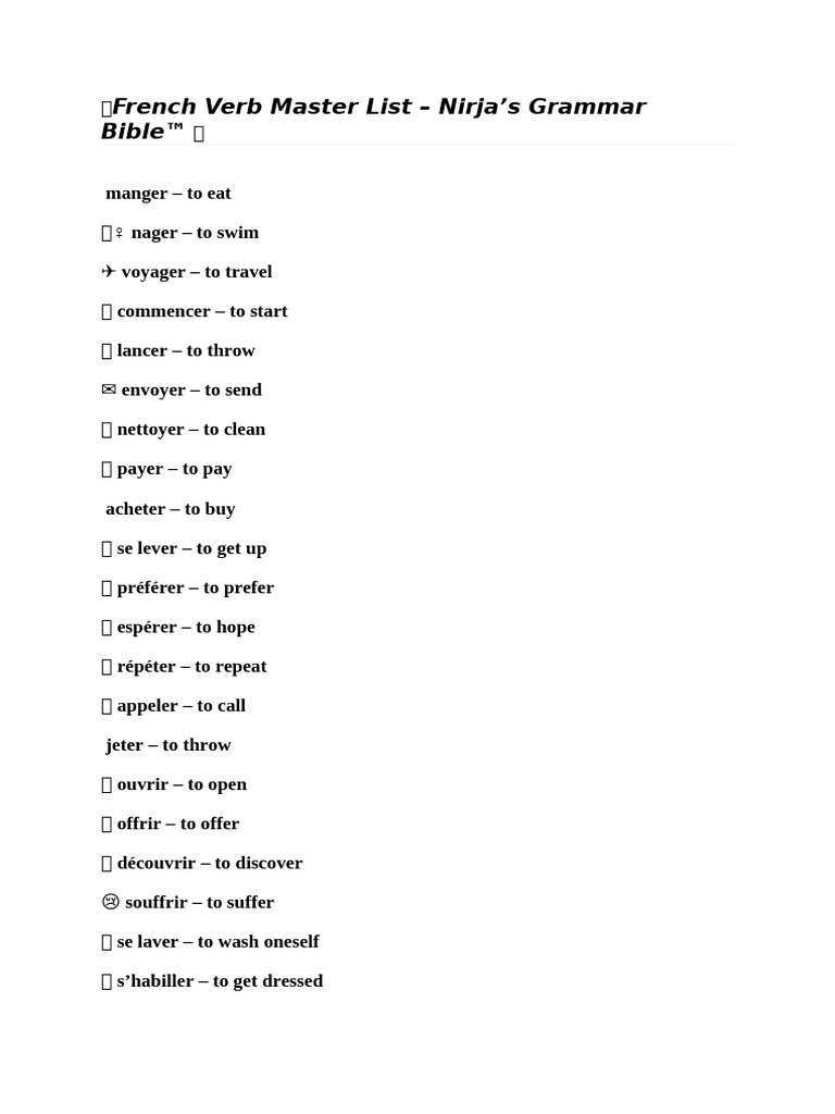 French Verb Master List | PDF