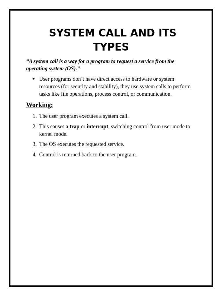 Understanding System Calls and Types | PDF | Operating System | Kernel ...