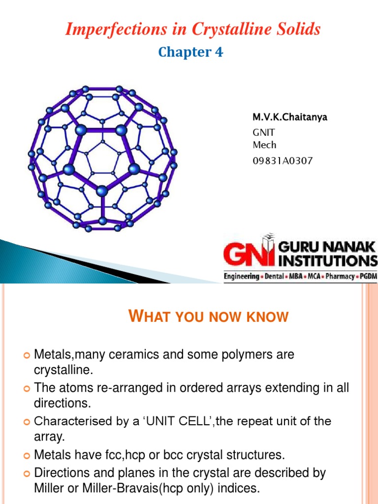 Imperfections in Crystalline Solids | PDF | Dislocation | Crystal