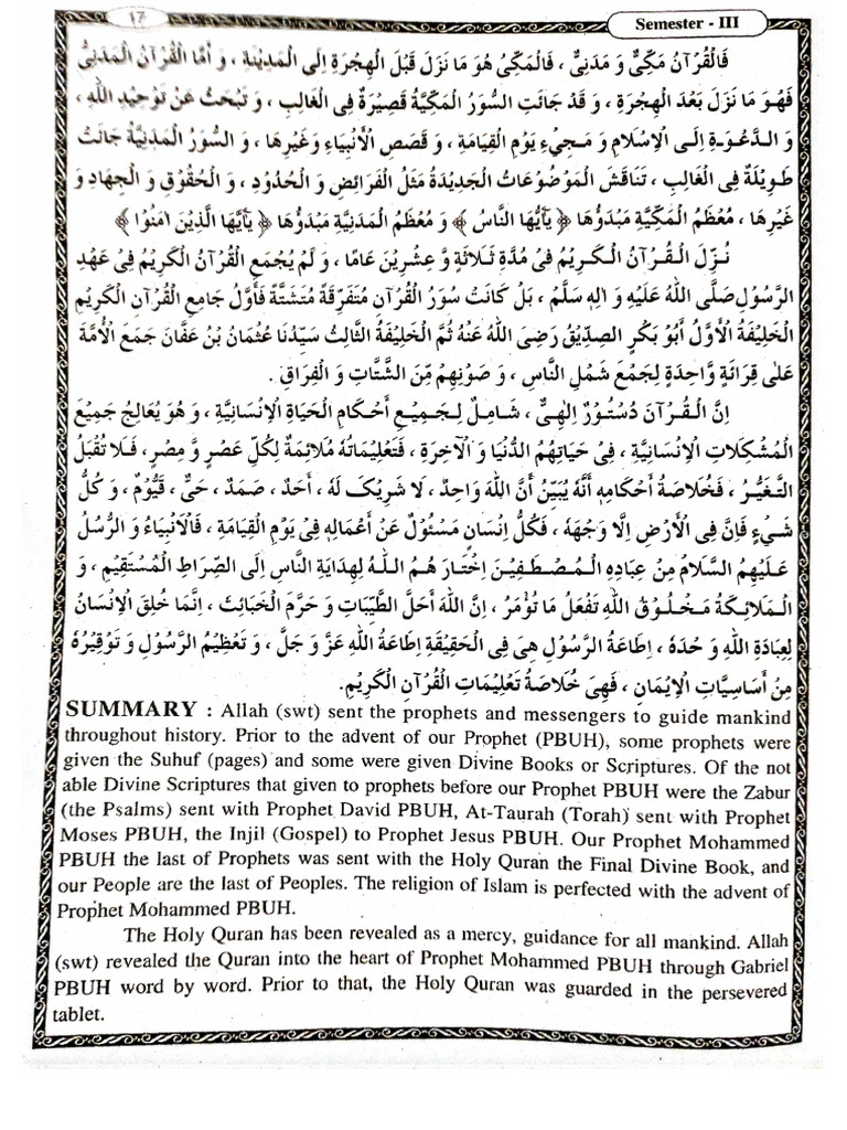 O U 3rd Sem Arabic Important For All Group | PDF