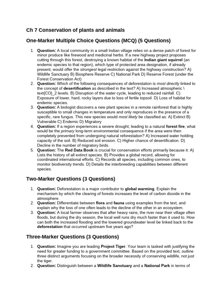Conservation of Plants and Animals Question Answers | PDF ...