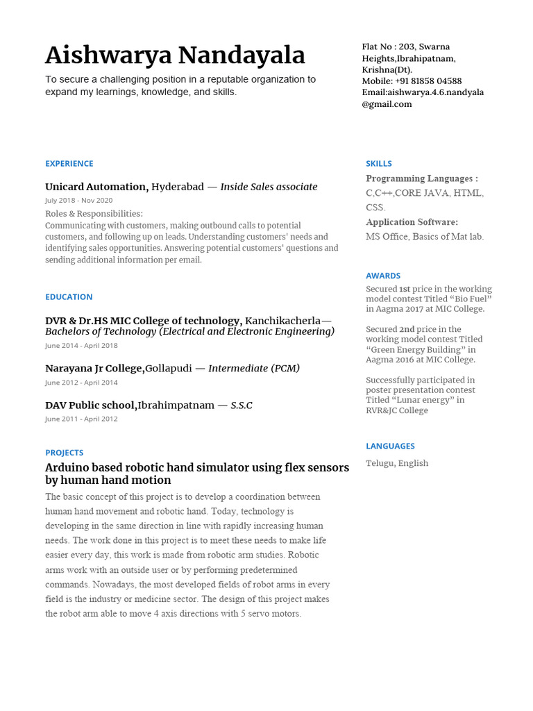 Aishwarya Resume | PDF | Computing
