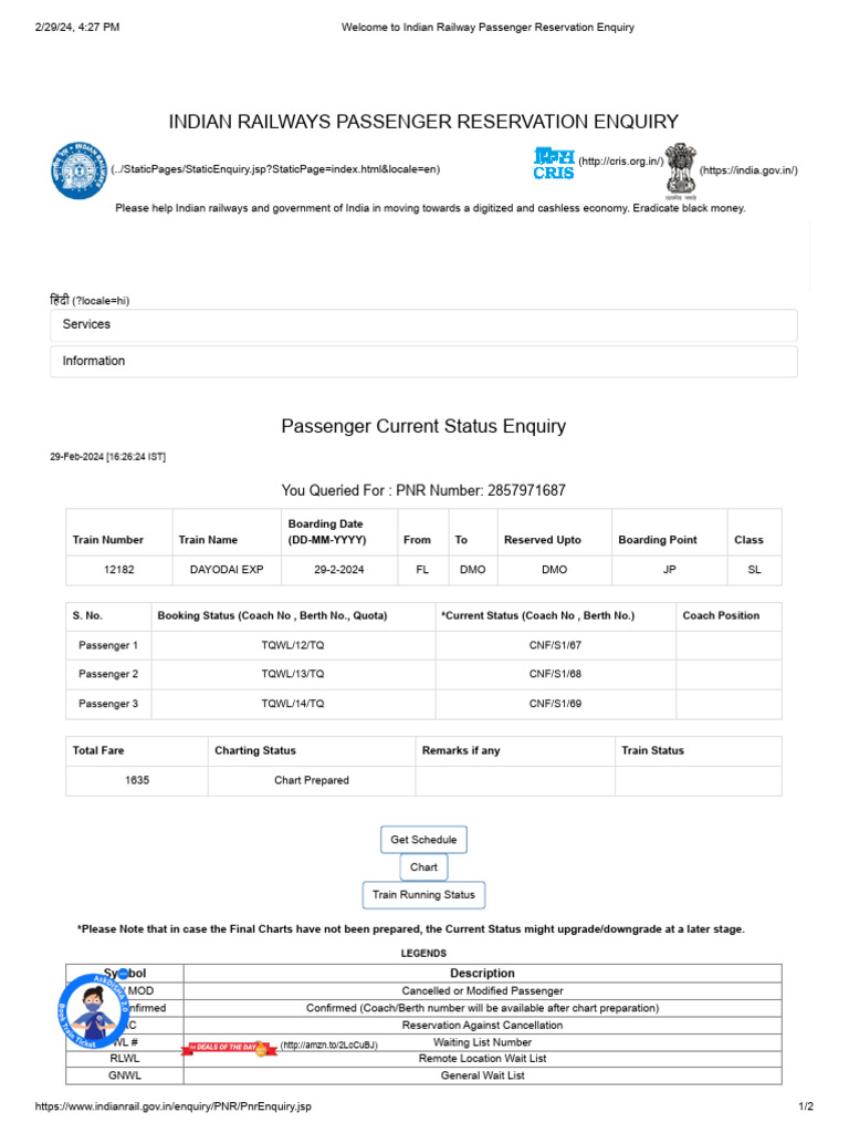 Indian Railway Passenger Reservation | PDF | Railway Companies | Rail ...