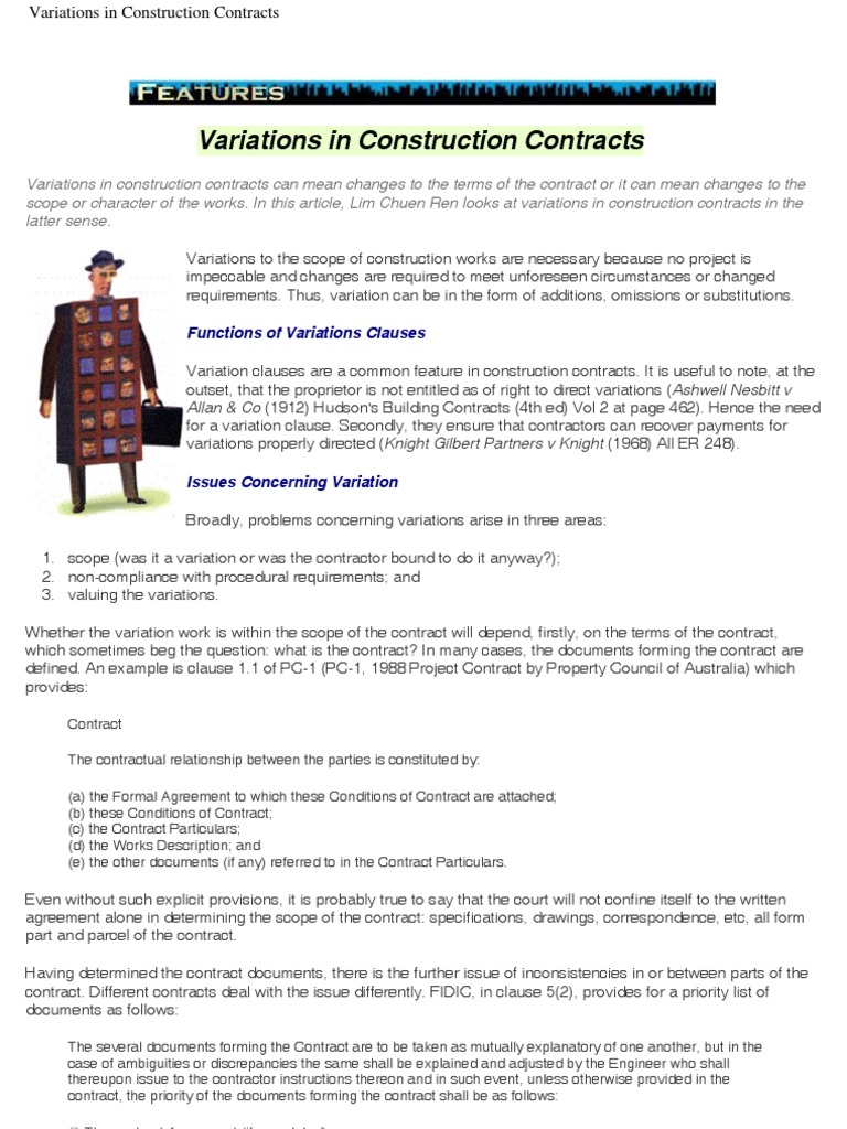 Variation in Construction Contracts | PDF | Architect | Common Law