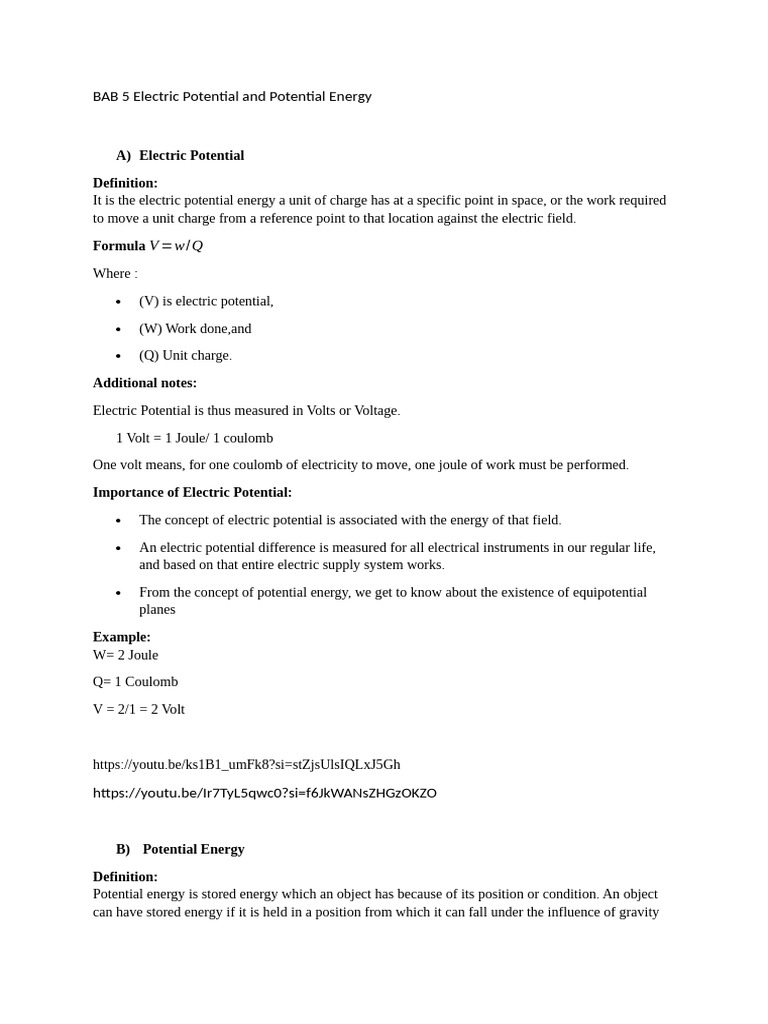Initial A Project Electric Potential and Potential Energy | PDF ...