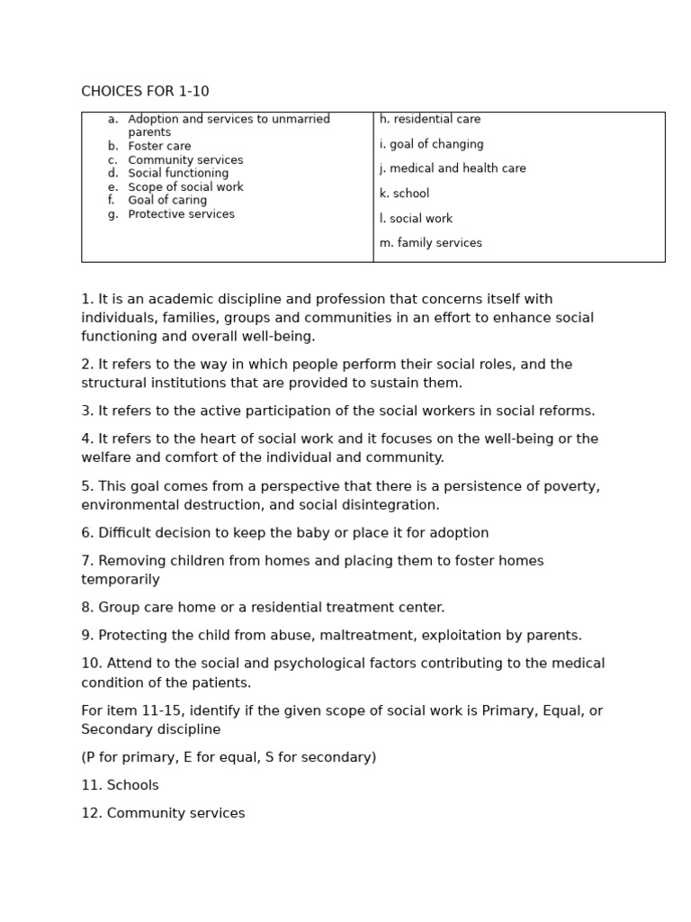 Quiz For Diass | PDF | Social Work | Foster Care