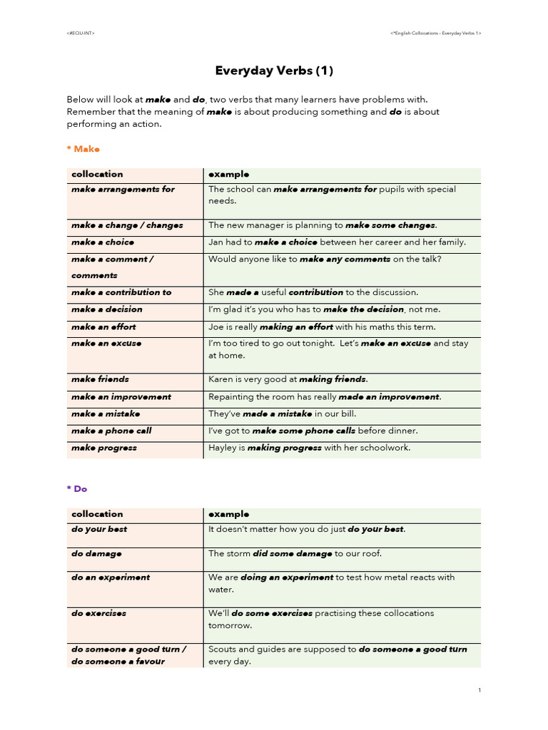 Everyday Verbs PDF | PDF