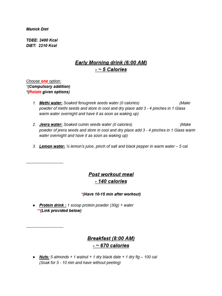 Manick Diet | PDF | Lunch | Meal