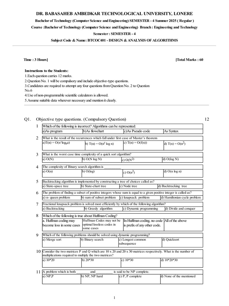Design & Analysis of Algorithms - 021145952 - Compressed-1 | PDF | Time ...