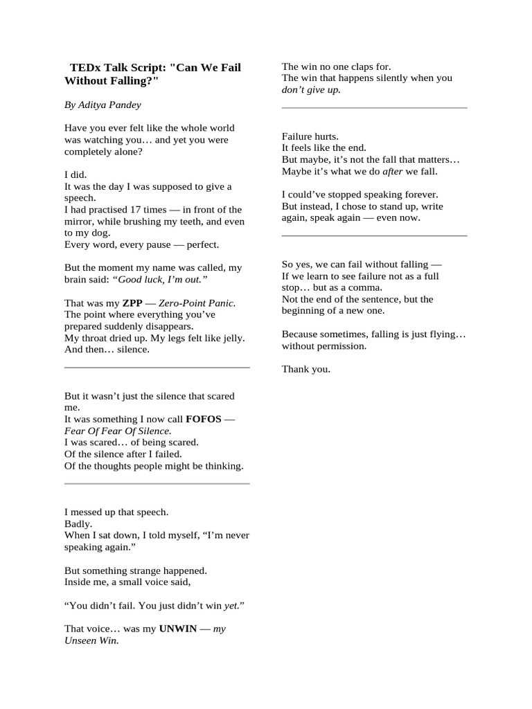 ? TEDx Talk Script | PDF
