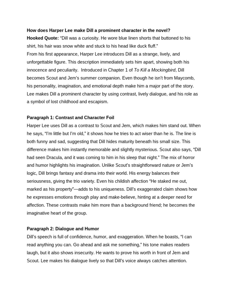 Dill | PDF | To Kill A Mockingbird