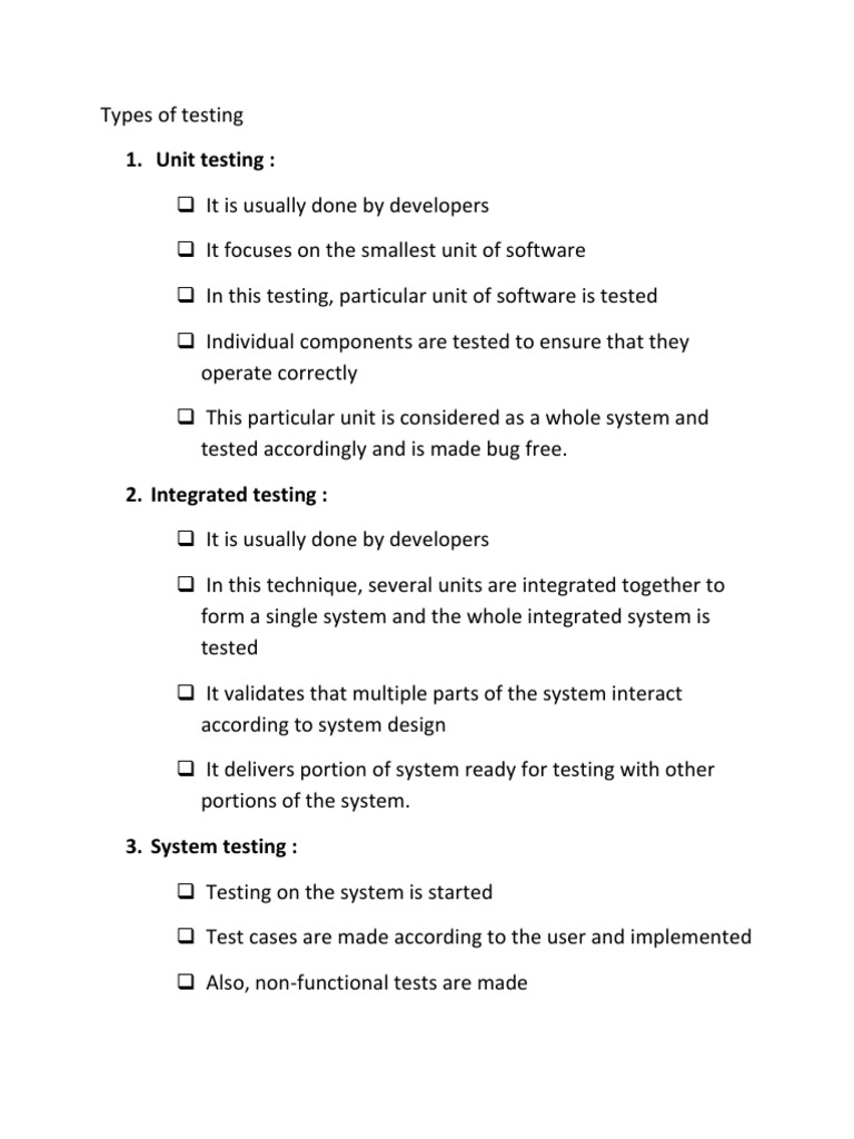 Types of Testing | PDF | Software Testing | Software