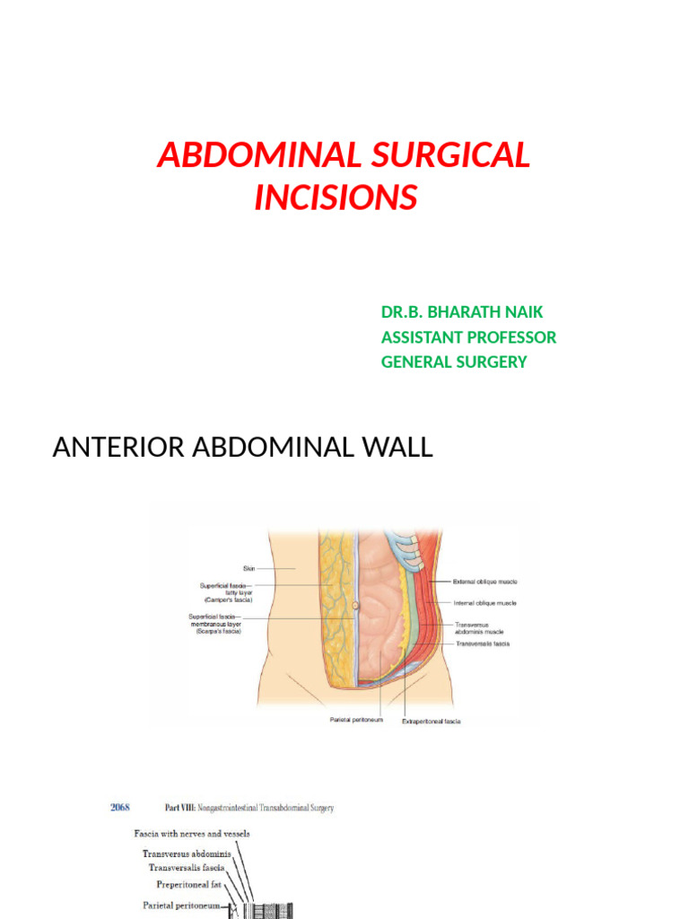 Abdominal Surgical Incisions | PDF | Abdomen | Peritoneum