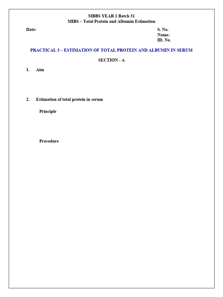 Total Protein and Albumin Estimation Guide | PDF | Medical Specialties ...