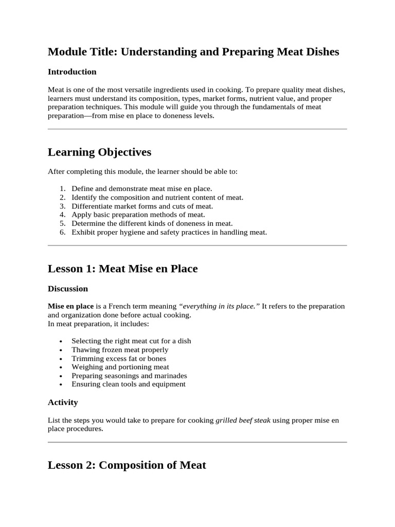Mastering Meat Preparation Techniques | PDF | Meat | Beef