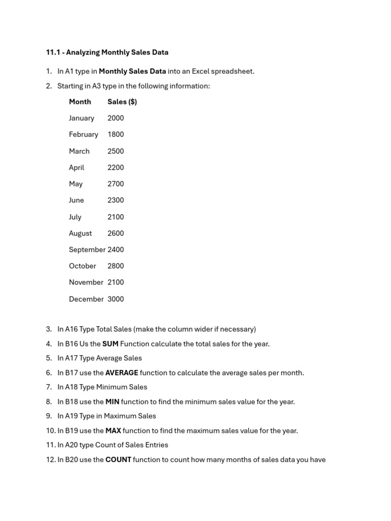6.1 - Monthly Sales | PDF