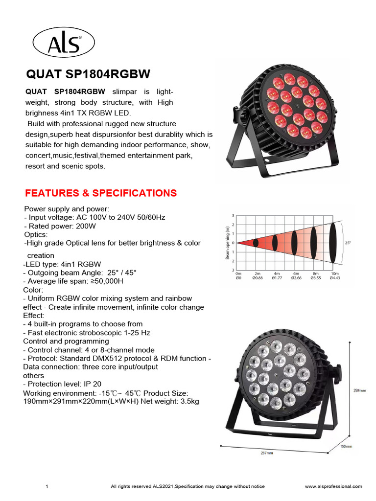 Als Quat Sp1804rgbw - Brochure | PDF