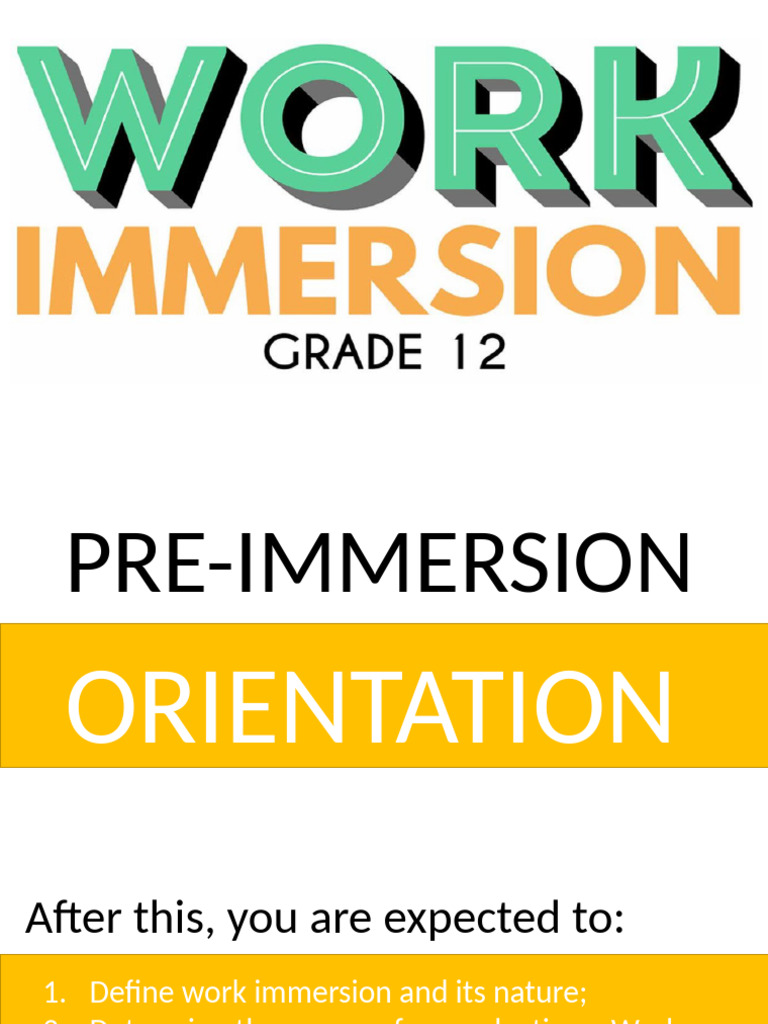 Work Immersion Intro | PDF
