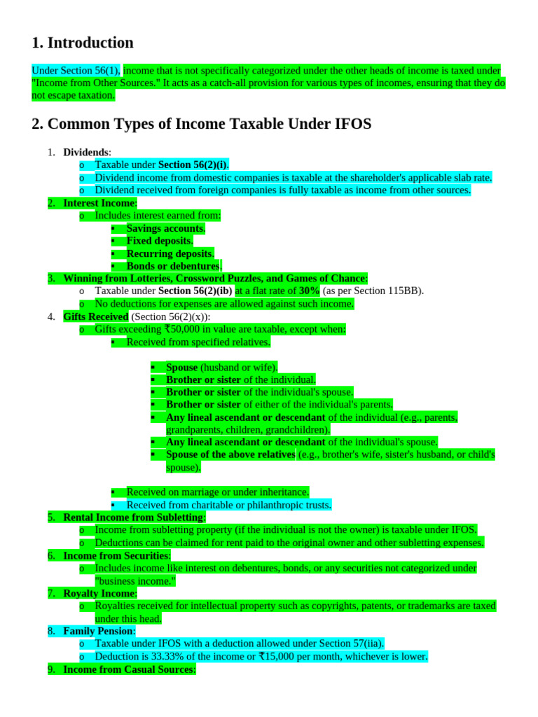 Income from Other Sources Explained | PDF | Tax Deduction | Flat Tax