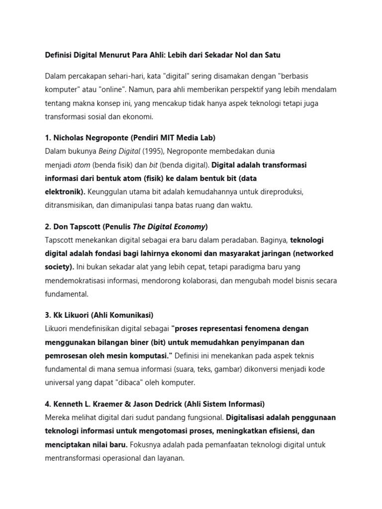 Definisi Digital Menurut Para Ahli | PDF