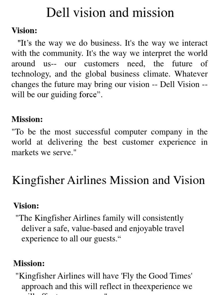 Company Vision and Mission Statements | PDF | Pepsi Co | Dell
