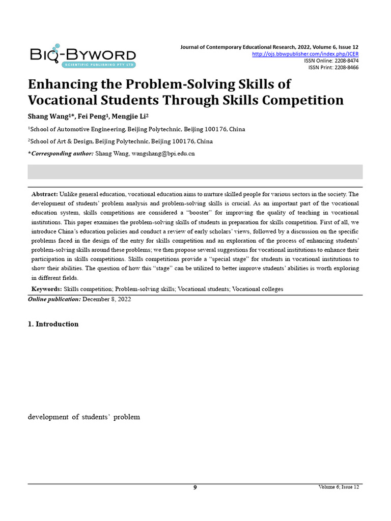 Enhancing The Problem-Solving Skills of Vocational | PDF | Bending ...