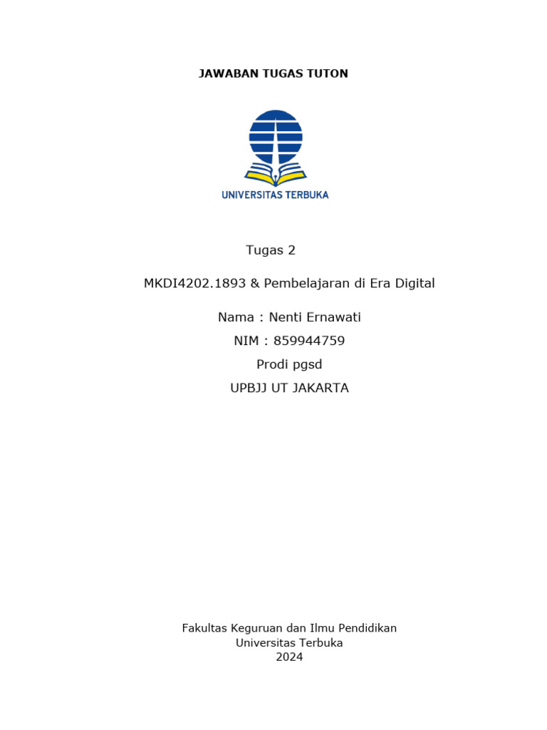 Tugas 2 Pembelajaran Di Era Digital Nenti Ernawati | PDF