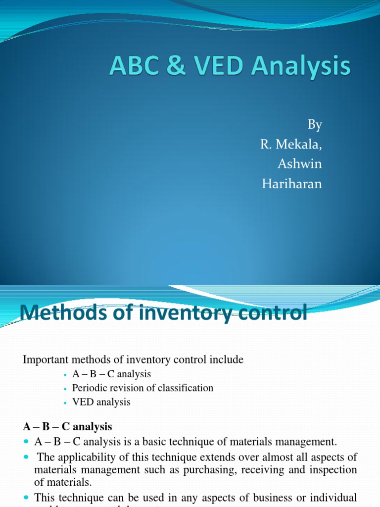 Abc Ved 1227686577805956 8 | PDF | Inventory | Statistical Classification