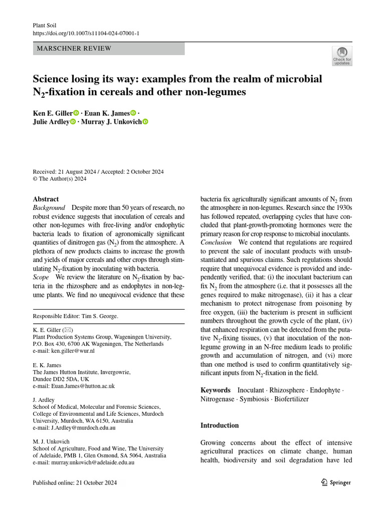 Science Losing Its Way Examples From The Realm of Microbial N2-Fixation ...