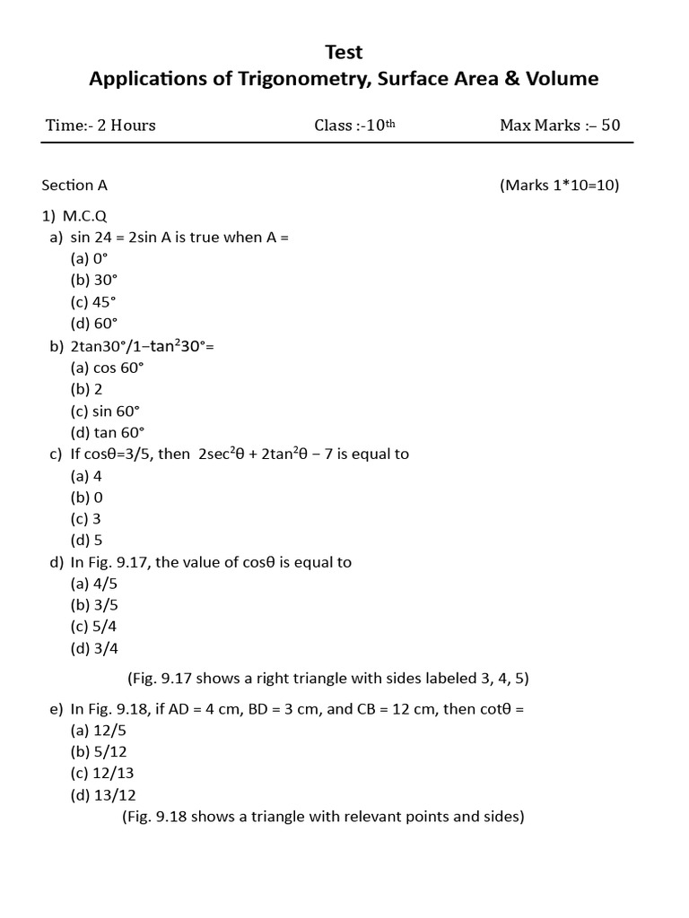 Test No 1 Completed | PDF | Sphere | Area